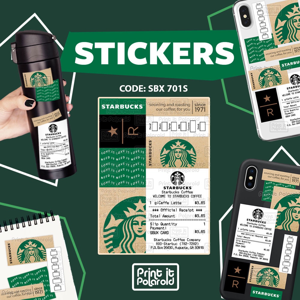 Jual Stiker starbucks coffee shop star bucks starbuck buck receipt ...