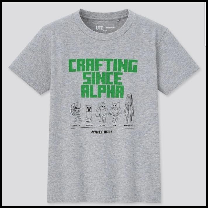 Jual Uniqlo Ut Kids Minecraft Crafting Since Alpha Grey | Shopee Indonesia