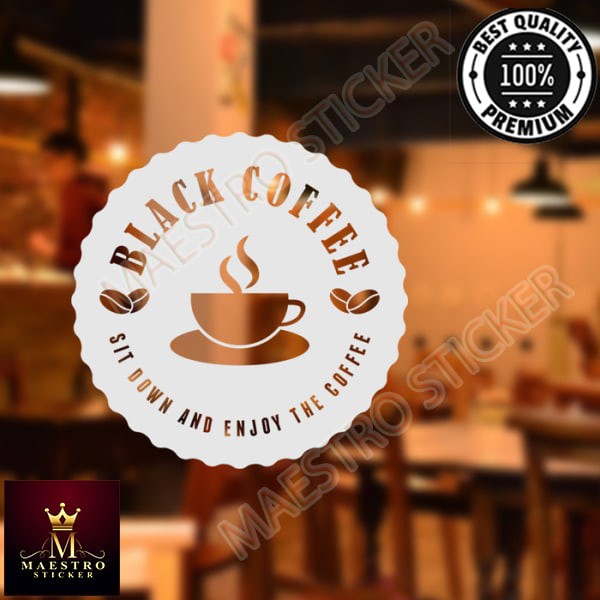 Jual Sticker Black Coffee Shop Dinding Kaca Cafe Unik Stiker - Hitam ...