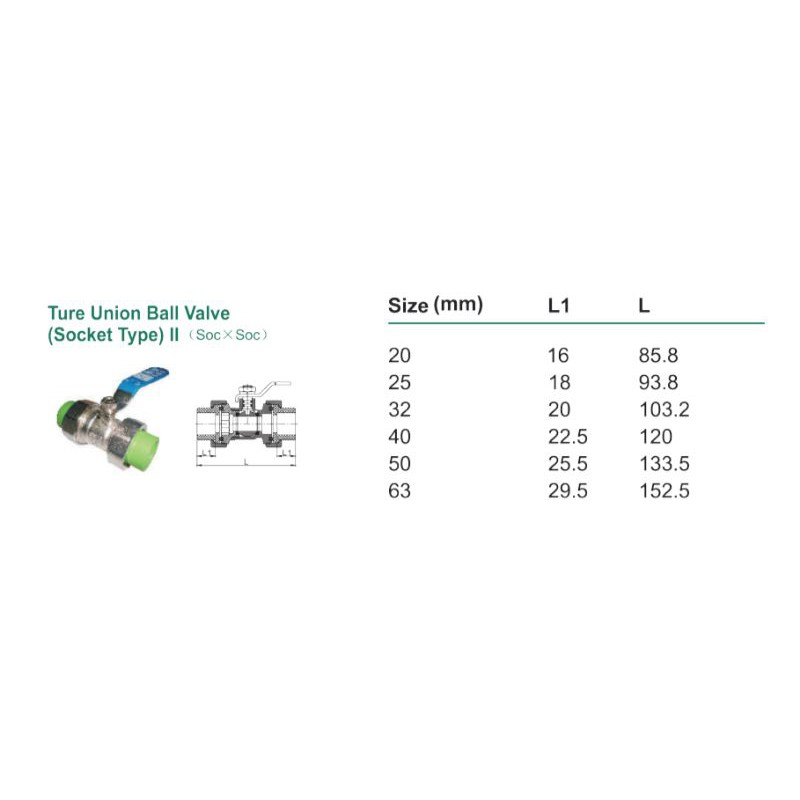 Jual Ture Union Ball Valve - Stop Kran - PPR - 20 MM - 1/2" Inci ...