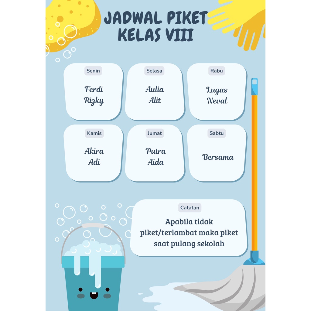 Jual POSTER PIKET KELAS/JADWAL PIKET KELAS | Shopee Indonesia