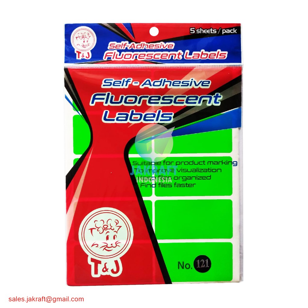 Jual (50 Label) Fluorescent Labels T&J No.121 HVS Warna Hijau Green ...