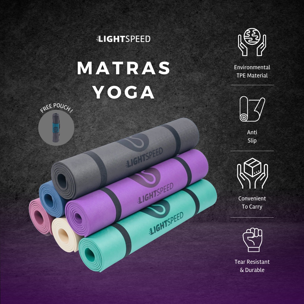 Jual LIGHTSPEED MATRAS YOGA / YOGA MAT/ ANTI SLIP PREMIUM - TPE ECO ...