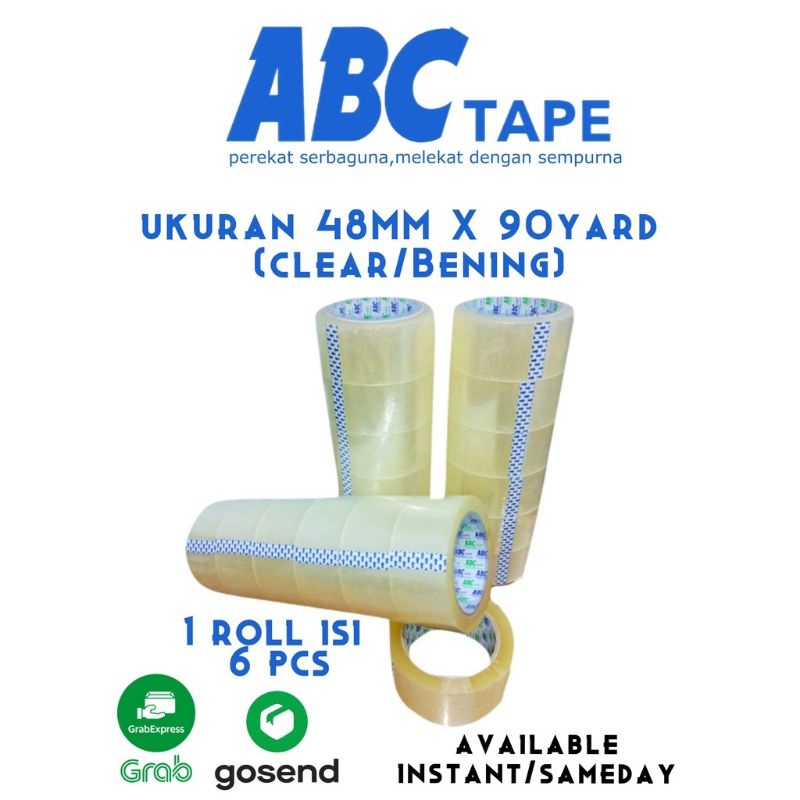 Jual Lakban Bening ABC Tape Perekat Serbaguna 2 inch 45mm x 90 Yard ...