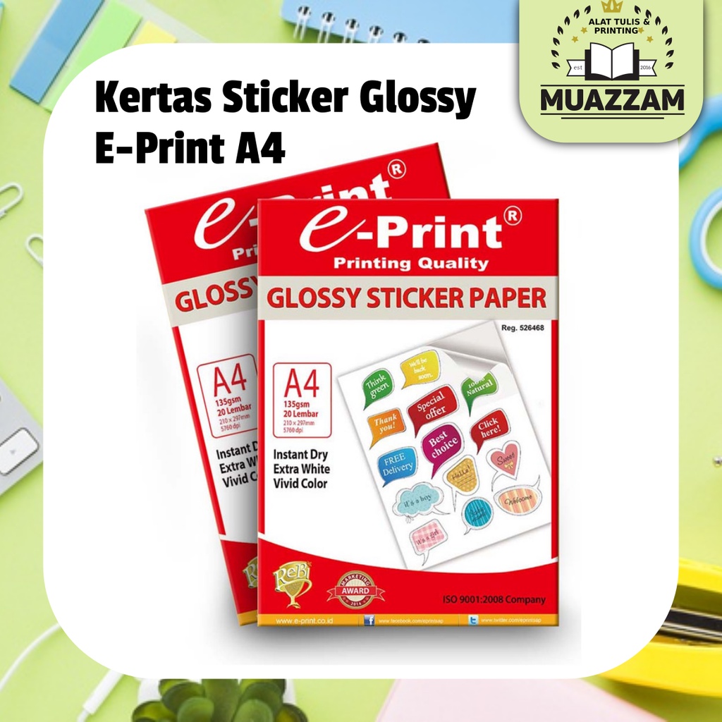 Jual E-print Glossy sticker photo paper A4 Kertas Sriker | Shopee Indonesia
