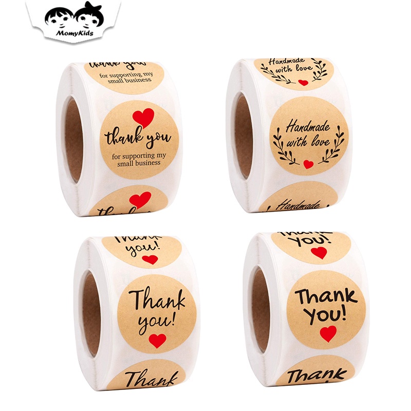 Jual COD 1 Roll (500Pcs) Stiker Label Thank You Sticker Craft Coklat ...