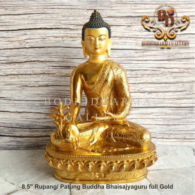 Jual Patung Rupang Arca Logam Buddha Bhaisajyaguru Full Gold 8.5 inch ...