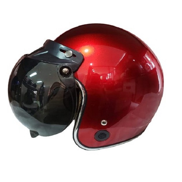 Jual Helm Bogo Retro HKM Royal Red List Chrome + kaca | Shopee Indonesia