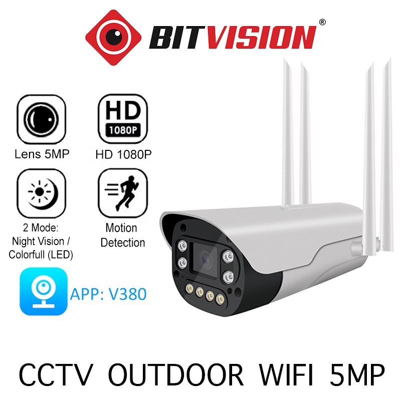 Jual cctv ipcam outdoor BitVision BV7 5MP ip camera bit vision | Shopee ...