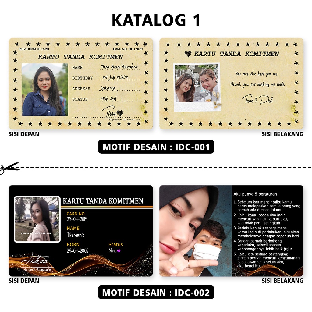 Jual [1pcs] Kartu Tanda Pacaran Custom | Kartu Tanda Komitmen | Kartu ...