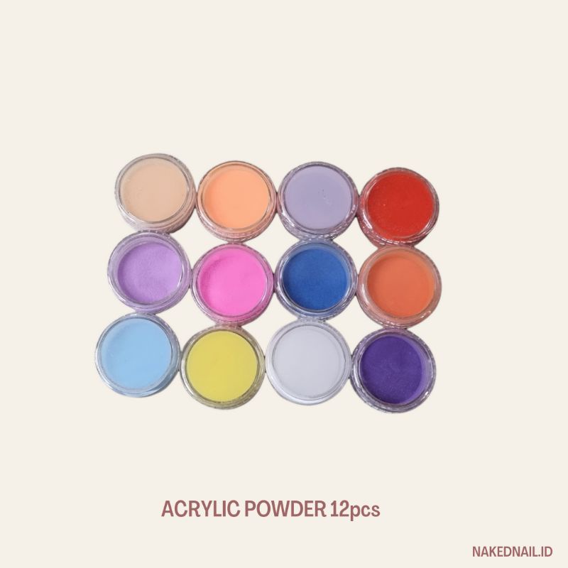 Jual Acrylic powder 12 warna set nail art 3D colors acrylic powder ...