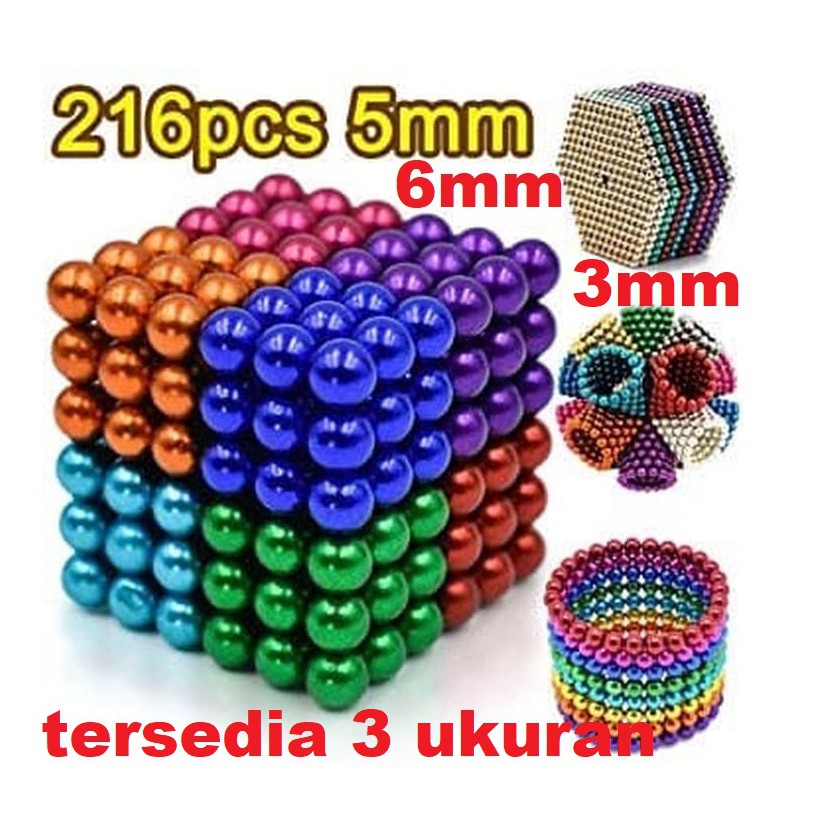 Jual (1SET) Mainan Magnet Magnetic Ball Warna Warni 216pcs Buckyballs ...