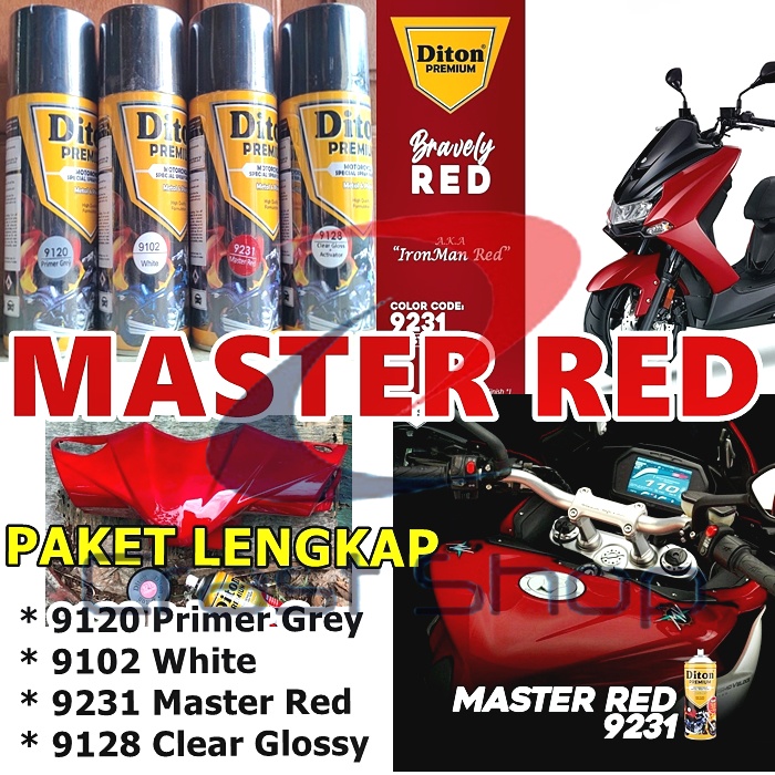 Jual Paket Lengkap Cat Pilox Diton Premium 9231 Master Red warna Merah ...