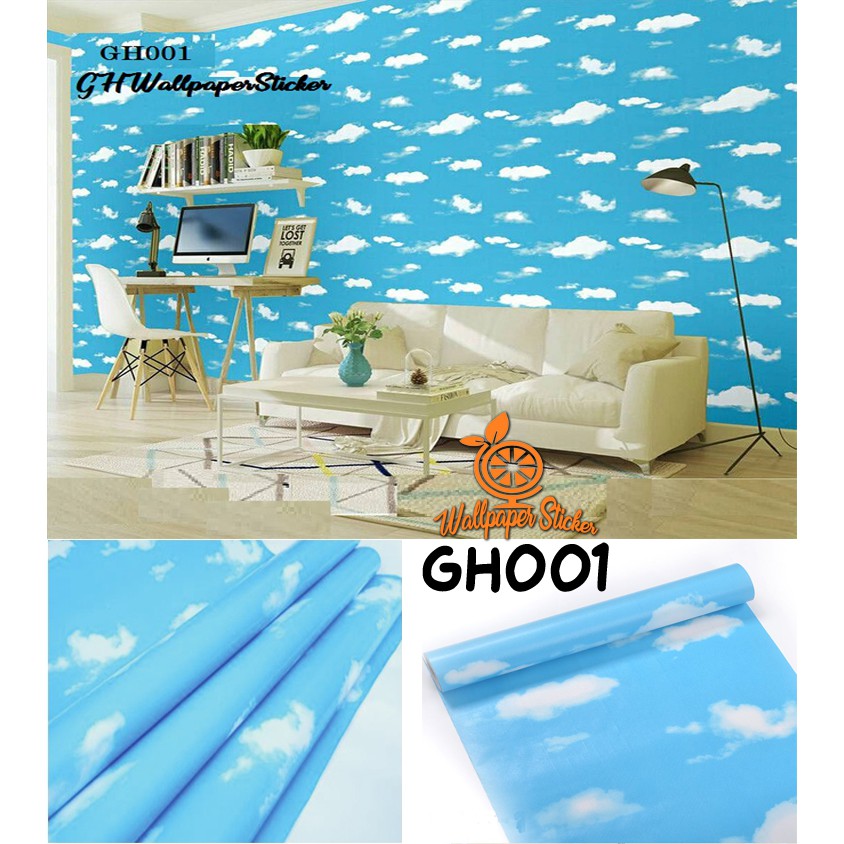 Jual Wallpaper Dinding Motif GH001 Wallsticker Motif Awan Sticker ...
