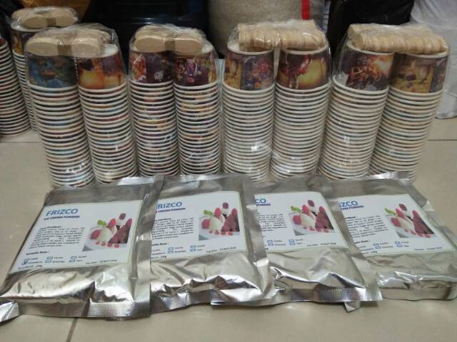 Jual Paket es krim 4 bubuk + 4 slop cup uk 50 ml | Shopee Indonesia
