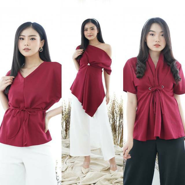 Jual CRG201002 - CNY Top Collection Baju Imlek Blouse Merah | Shopee ...