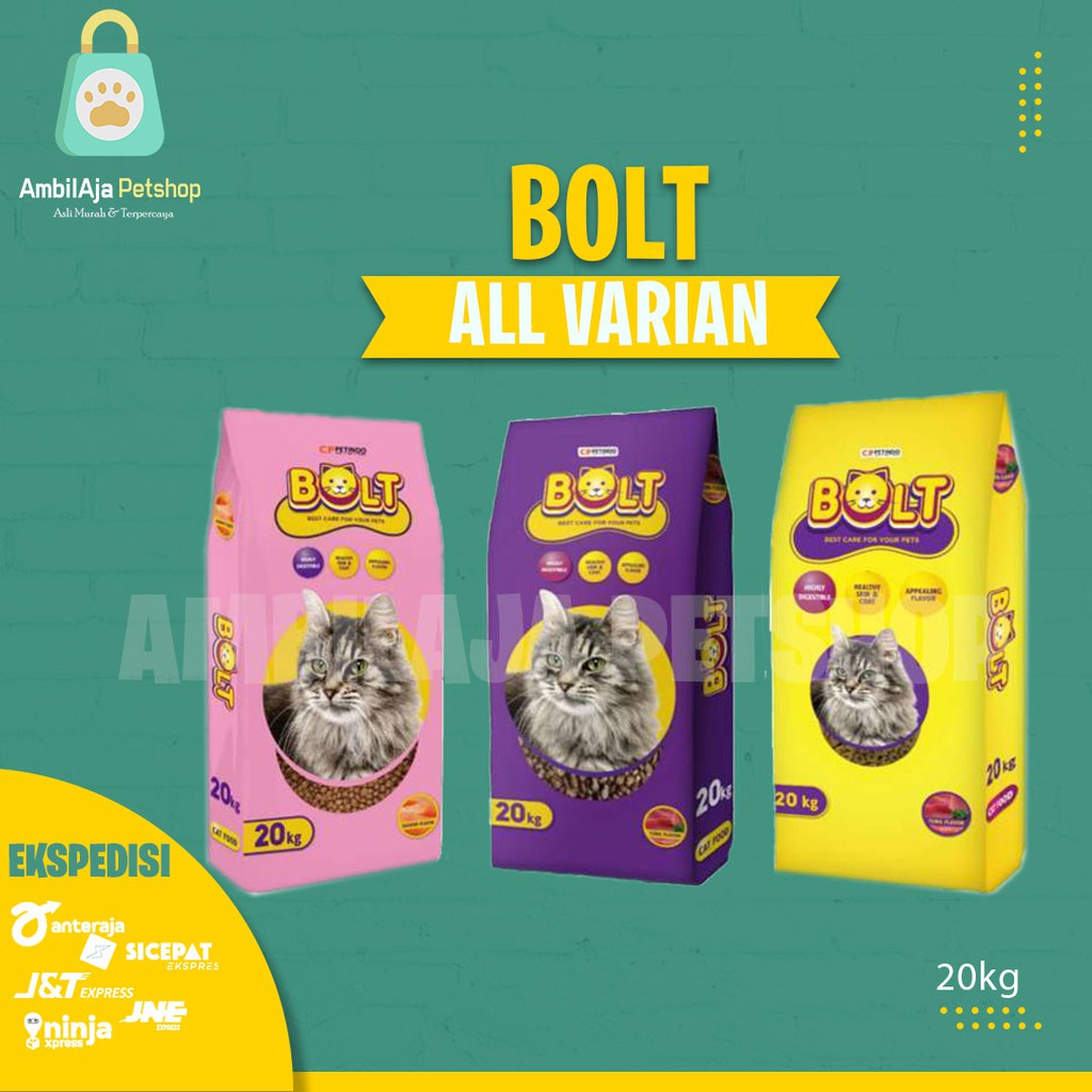 Jual BOLT Makanan Kucing kering BOLT 20kg All Varian ( Grab & Gosend ...