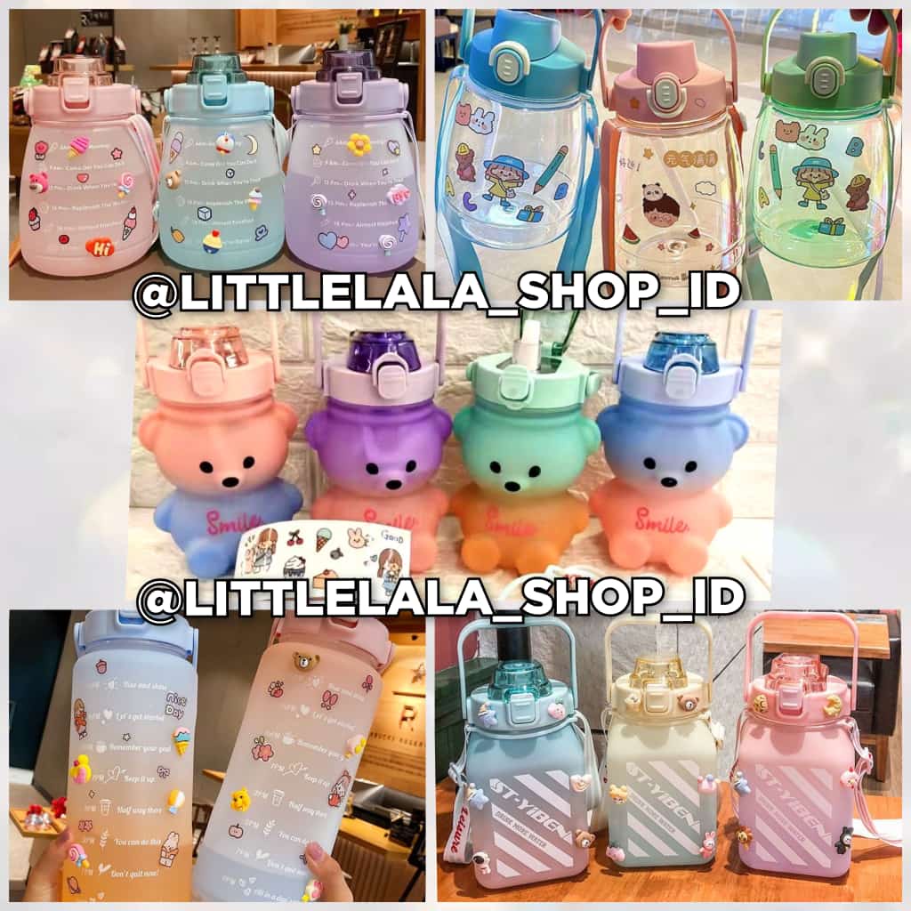 Jual Botol minum viral gemoy 2 liter dan 1,5 liter / botol minum sekolah anak/lucu warna pastel ...