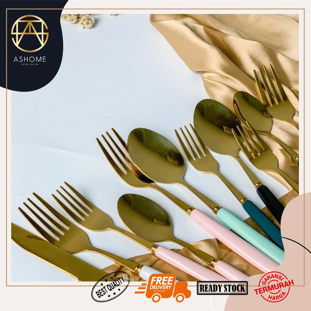 Jual ASHOME Sendok Satuan dan Set Berbagai Warna Berbahan Stainless ...