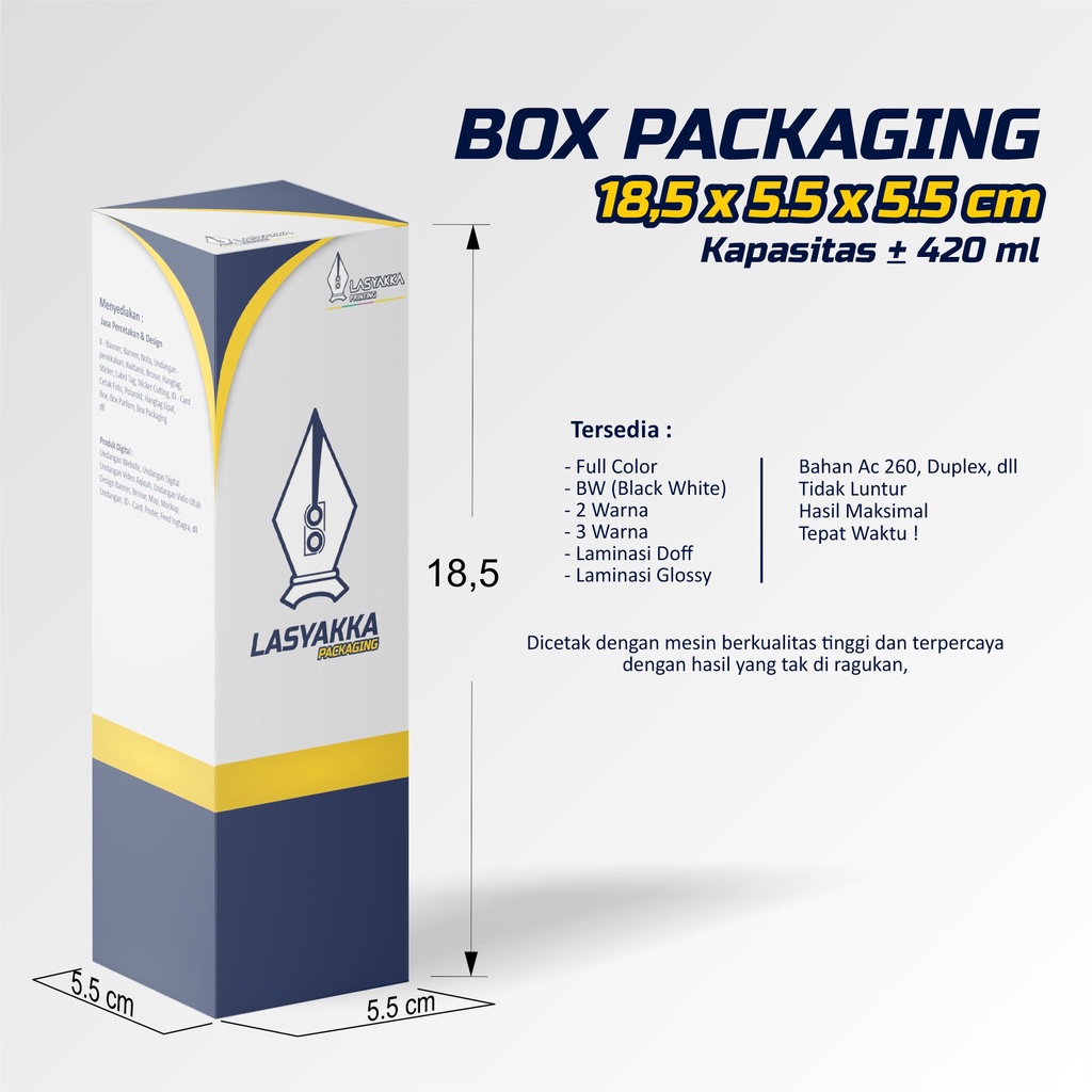Jual Box Packaging custom ukuran 18,5 x 5,5 x 5,5 / kemasan botol ...