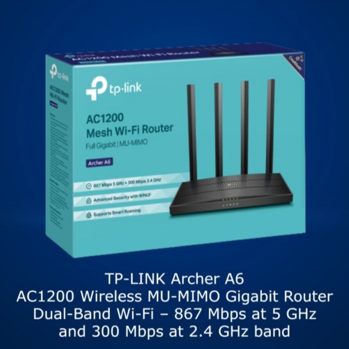 Jual TP-LINK ARCHER A6 AC1200 Wireless MU-MIMO Gigabit Router | Shopee ...