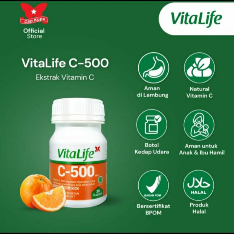 Jual VITALIFE C 500MG - DAYA TAHAN TUBUH - 30 KAPSUL | Shopee Indonesia