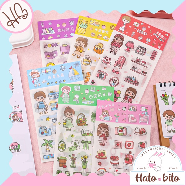 Jual 1 set 4 lembar Sticker couple life kawai estetik cute lucu DIY ...