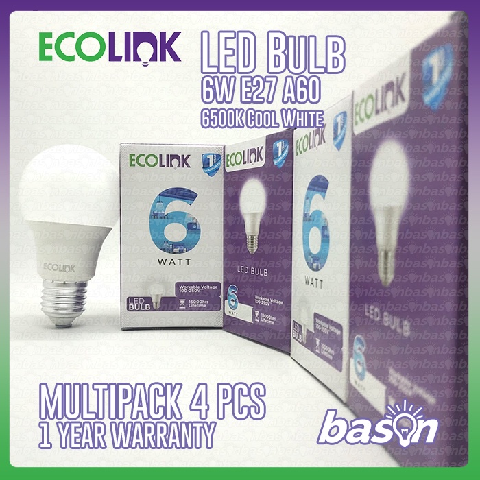 Jual ECOLINK Multipack LED Bulb 6W A60 - Paket isi 4 bh - Bohlam Lampu ...