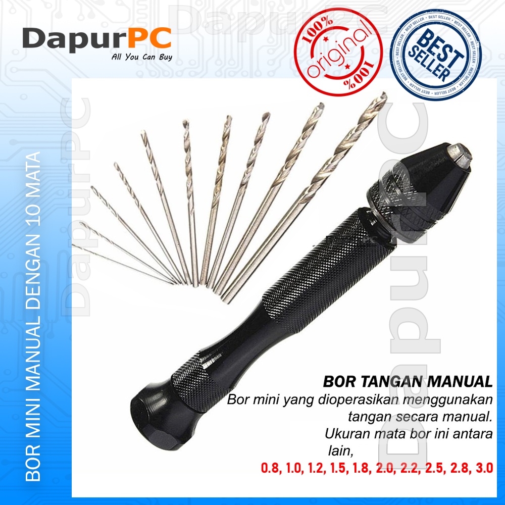 Jual Mini Portable Bor Tangan Manual Dengan 10 Mata Bor | Shopee Indonesia
