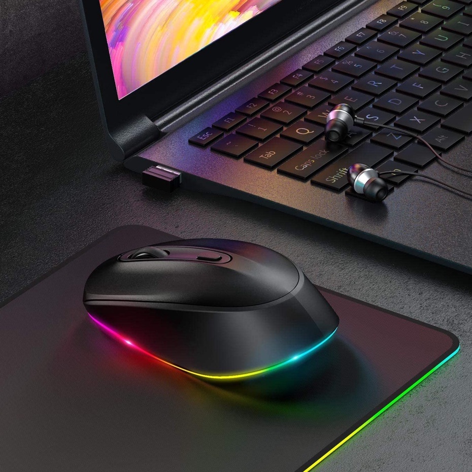 Jual Mouse Bluetooth Wireless RGB 1600DPI USB LED Lilac Mice Silent ...