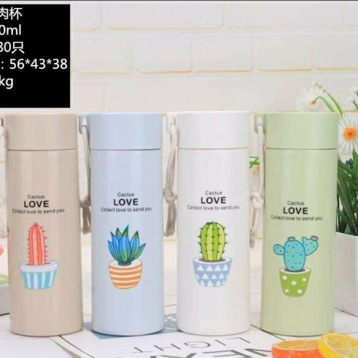 Jual [FREE BUBBLE] BOTOL MINUM KACA CACTUS LOVE 400 ML | Shopee Indonesia