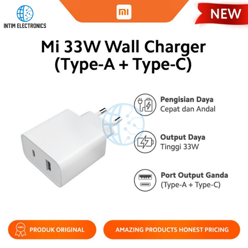 Jual Mi 33W Wall Charger (Type-A + Type-C) | Shopee Indonesia
