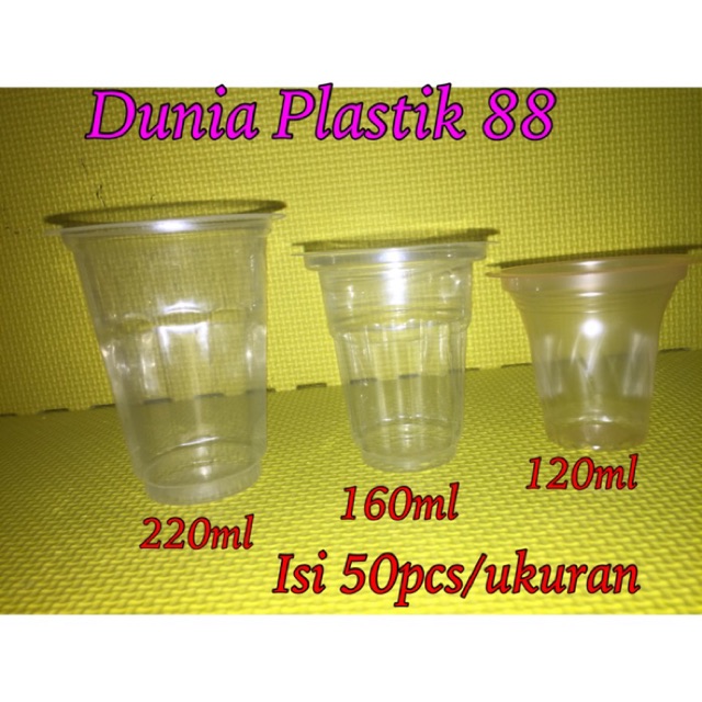 Jual Isi 50pcs gelas 220ml 160ml 120ml plastik cup bening es ice crim krim ukuran aqua | Shopee ...