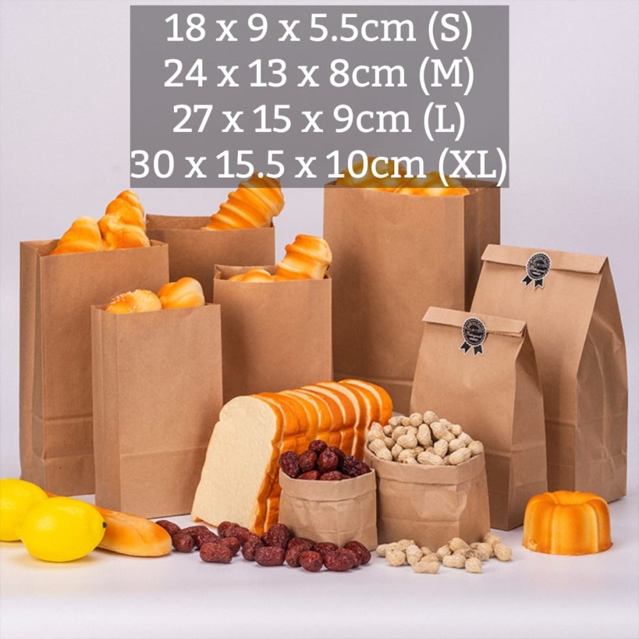 Jual KANTONG KERTAS ROTI MAKANAN POLOS/PAPER BAG KERTAS FOOD GRADE 20 ...
