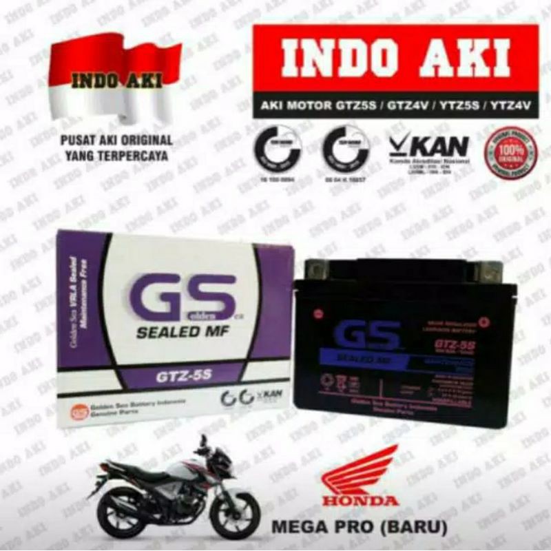Jual Aki Motor Honda Mega Pro Megapro GTZ5 GTZ5S GTZ 5S Golden Sea Accu ...