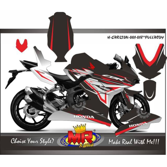 Jual Decal Premium New CBR250RR hitam putih Stiker Sticker CBR 250 RR ...