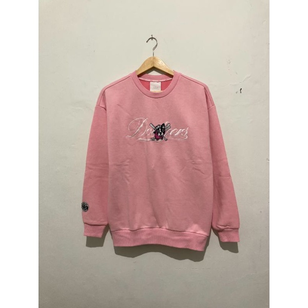 Jual crewneck MLB DODGERS pink size L original vintage second varsity ...
