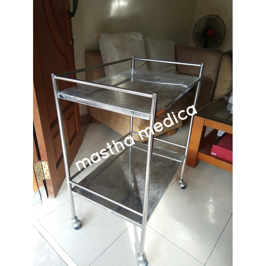 Jual Troli Trolley Troley Rak Instrumen beroda Stainless Steel 2 Susun ...