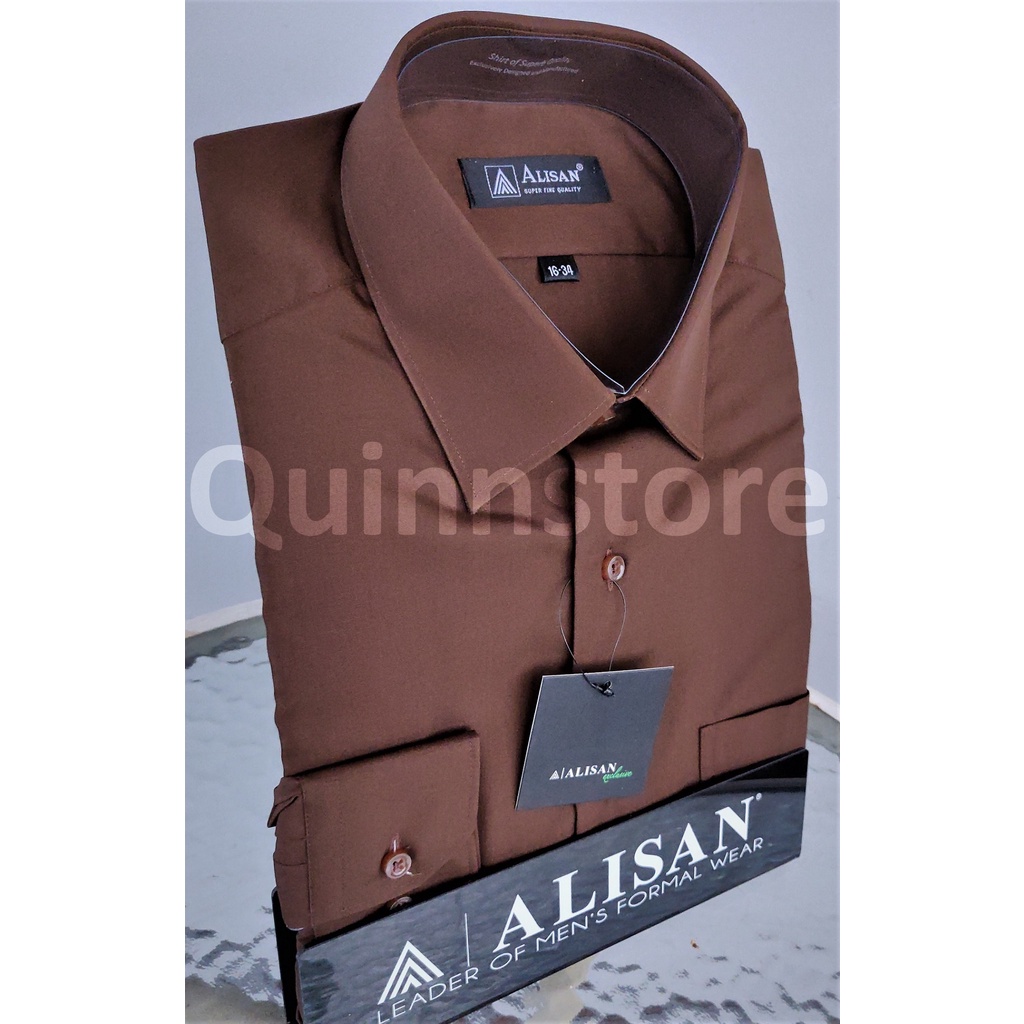 Jual ALISAN Original Kemeja Polos Lengan Panjang - Slim fit - COKLAT #8 ...