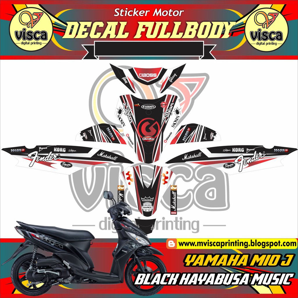 Jual STIKER MOTOR FULL BODY YAMAHA MIO J BLACK HAYABUSA MUSIC | Shopee ...