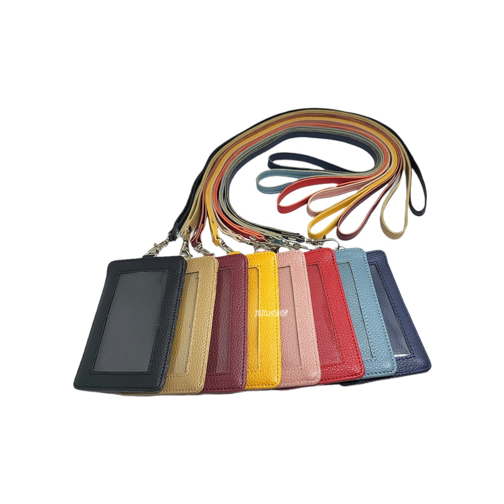Jual ID CARD HOLDER / NAME TAG / LANYARD POLOS KULIT SINTETIS 8 WARNA ...