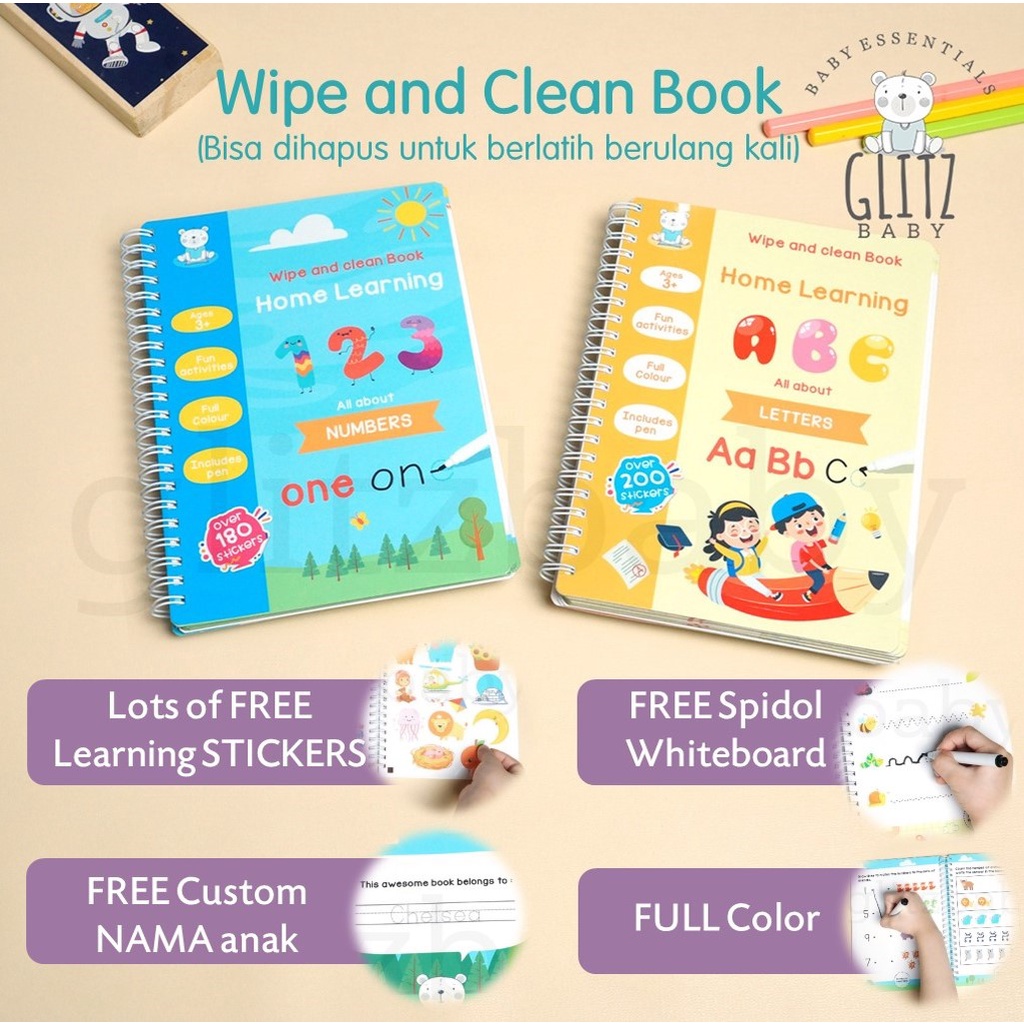 Jual Buku Belajar Menulis huruf dan angka - Wipe and clean activity ...