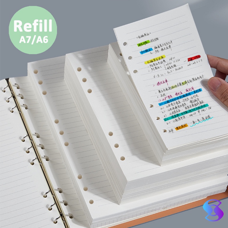 Jual A6/A7 refill notebook ISI BINDER KERTAS NOTEBOOK A5 A6 A7 6 LUBANG ...
