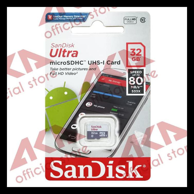 Jual Microsd Sandisk Ultra 32Gb Class 10 80Mbps Micro Sd Card 32 Gb Sdhc Bermutu | Shopee Indonesia