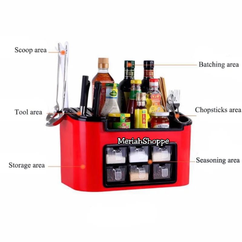 Jual Rak Bumbu 6 sekat rack tempat sendok makan garpu laci self kotak ...