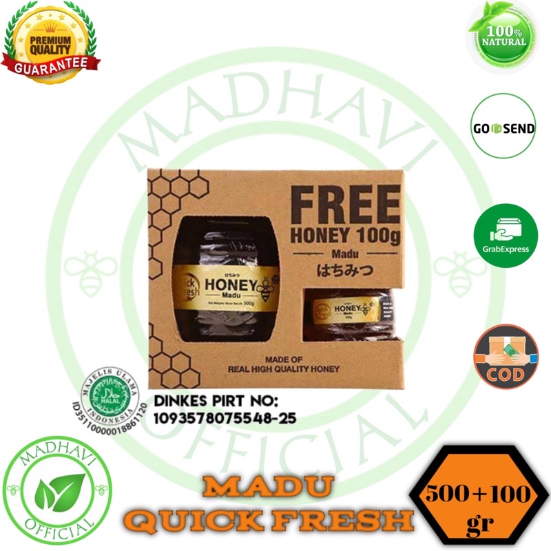 Jual Madu Asli Quick Fresh Honey 500GR + 100GR Jar (Paket Bundling ...