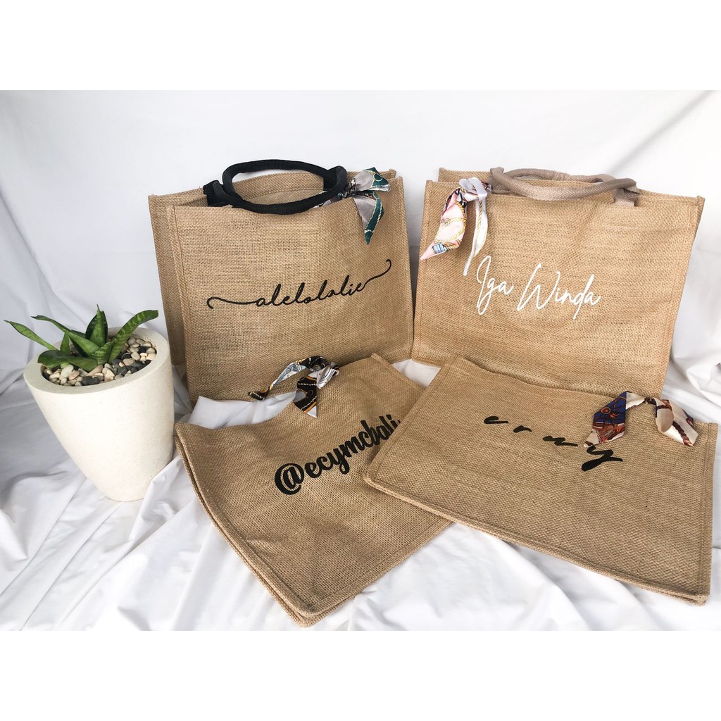Jual goni bag / tas karung goni free custom nama dan twily / jute bag ...