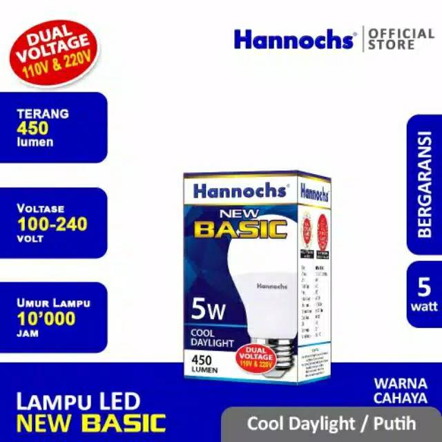 Jual Lampu Led Hannochs Basic 5w 5 Watt putih | Shopee Indonesia