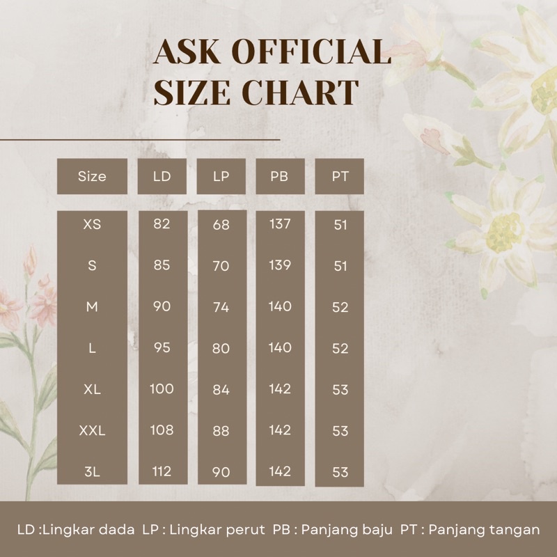 Jual SIZE CHART SEMUA DRESS | Shopee Indonesia