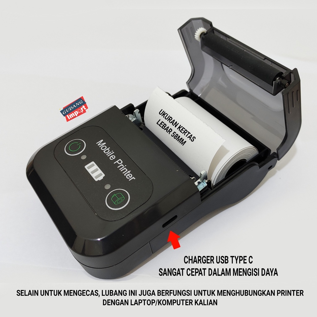Jual PRINTER BLUETOOTH MINI PORTABLE PRINTER THERMAL 58MM CETAK RESI NOTA STRUK PENJUALAN ...